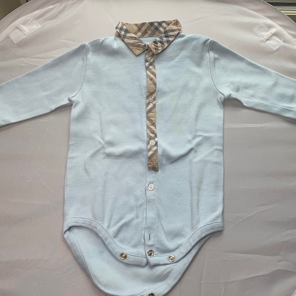 Burberry | One Pieces | Baby Boy Burberry One Piece Long Sleeve Blue ...